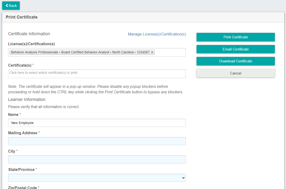 The Learner Transcript