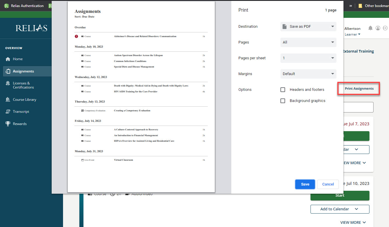 The Learner Assignments Page